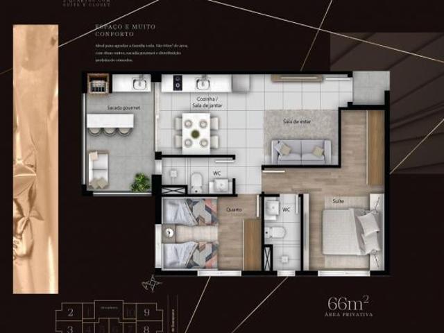 Apart. Novo 2 quartos sendo 1 suite 1 vaga 67m²