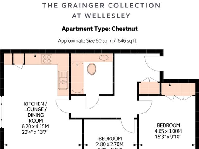 Apartment 21, Nelson Apartments. 2 bed apartment to rent £1,520 pcm £351 pw
