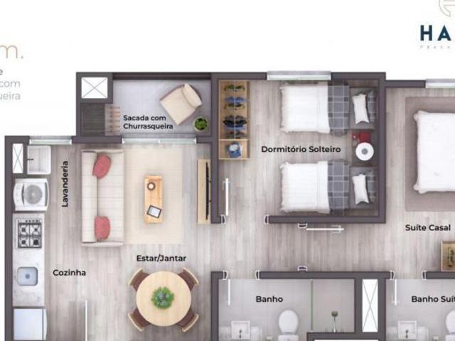 Apartamento 46,21m² a venda por R$240.000,00. 2 dois dormitórios Canoas/RS