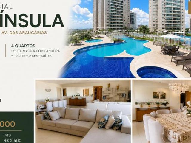 Apartamento 4 Quartos 203m² no Residencial Península Águas Claras|Suíte Master|3 Vagas|Vista Livre
