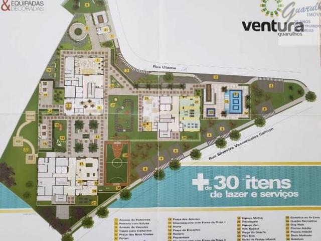 Apartamento 53 m² 2 dorms. 1 vaga Condomínio Ventura Vila Paulista Guarulhos/SP