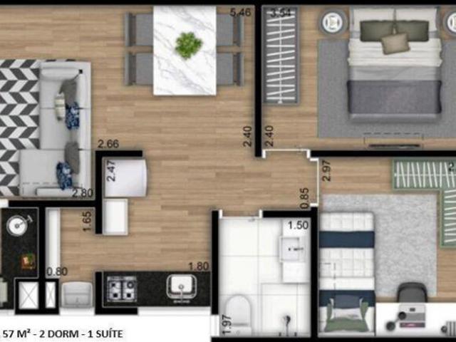 Apartamento 57 m² 2 Dormitórios 1 Suíte Varanda Gourmet 1 Vaga à venda no Bairro Jardim Sa