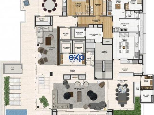 Apartamento 543m2, 4 quartos, 4 suítes, varanda com piscina privativa no bairro Cristal