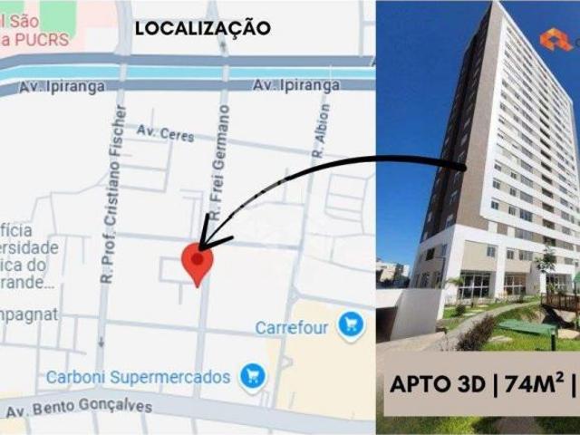 Apartamento 74,56m², com 3 dormitórios no bairro Partenon, Porto Alegre