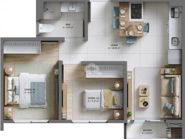 Apartamento 02 dormitórios no bairro Aliança