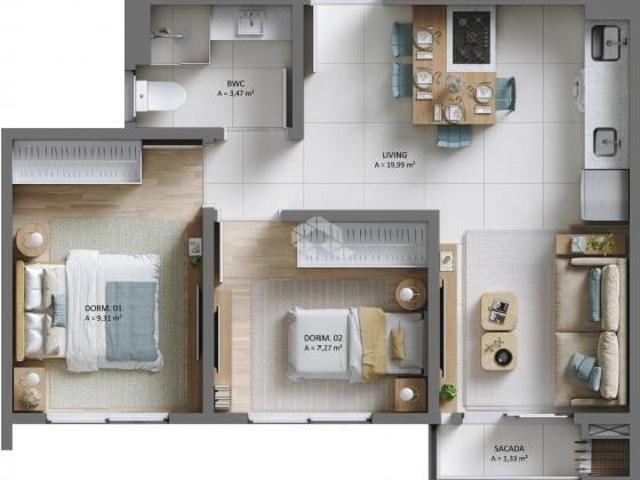 Apartamento 02 dormitórios no bairro Aliança