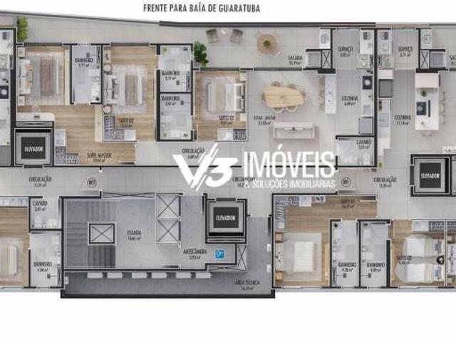 Apartamento 138 m², 3suites, 3 vagas garagem em frente a Baia de Guaratuba Pr