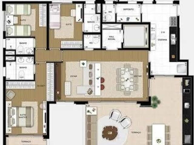 Apartamento 185m²,3 suítes,4 vagas, piscina coberta a venda no Paraiso