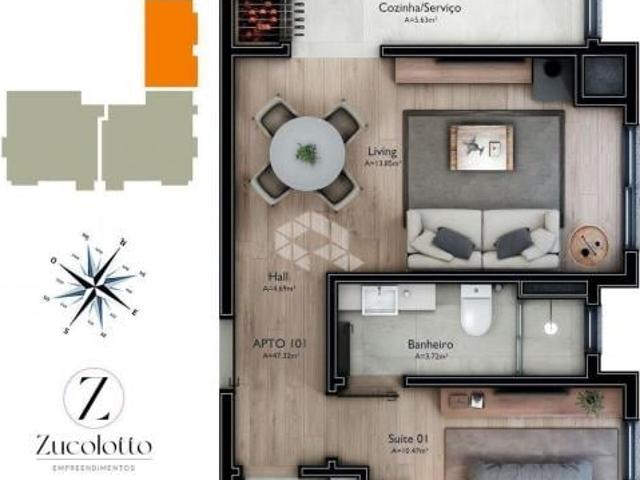 Apartamento 1 dormitório, 47,32m², 1 vaga no Bairro Carniel Gramado