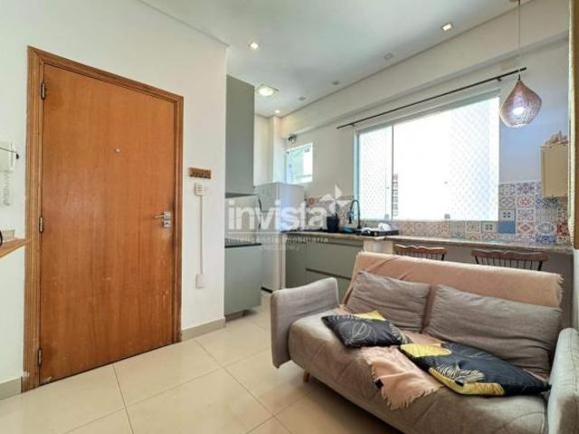 Apartamento 1 dormitório de frente no Boqueirão, Santos/SP | 35,52 m² | 1 vaga | Portaria 24h e salã