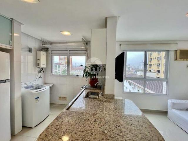 Apartamento 1 Dormitório, Mobiliado, Vista Livre e Lazer Completo no Boqueirão Santos SP