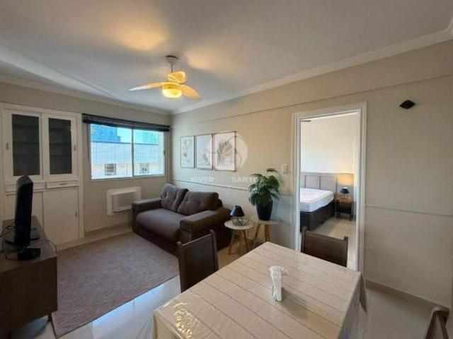 Apartamento 1 Dormitório, Porteira Fechada e Vista Mar Lateral no Embaré Santos SP