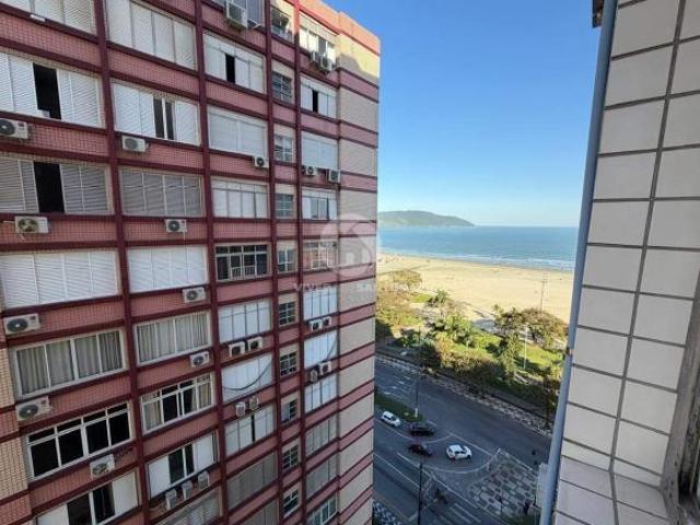 Apartamento 1 Dormitório, Vista para o Mar e Frente à Praia na Pompéia Santos/SP