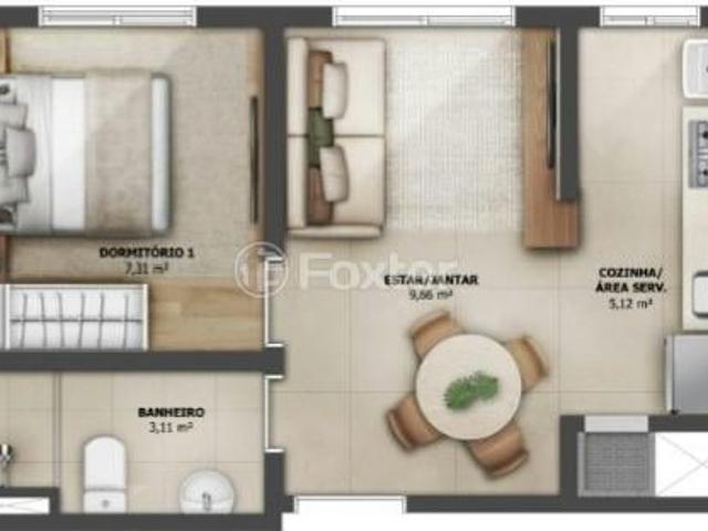 Apartamento, 1 dormitórios, 31 m², em Santa Maria Goretti