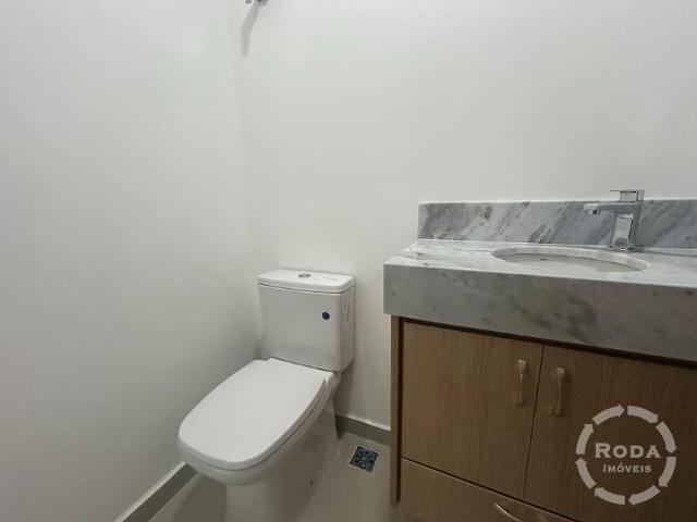 Apartamento 1 quarto 1 suíte com varanda gourmet, frente, 60m² em Boqueirão, Santos – aluguel