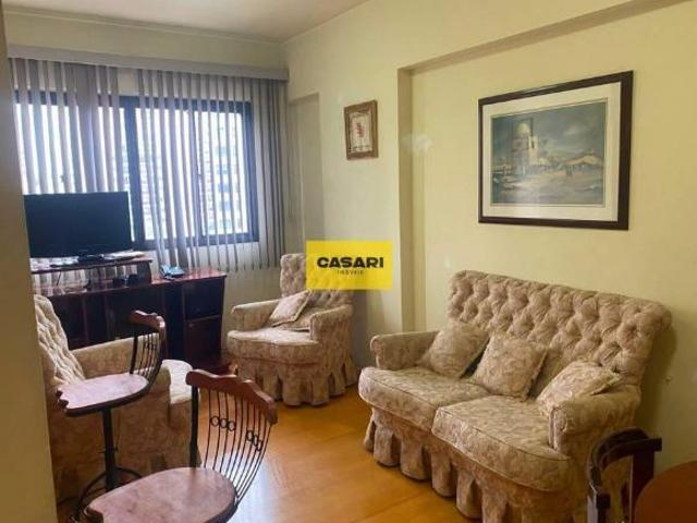 Apartamento 1 quarto, sacada, 1 vaga livre, 52m2, Centro Sbc Porteira Fechada