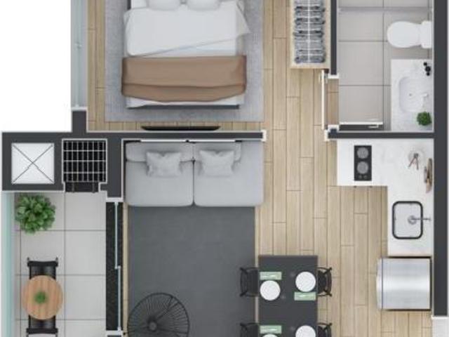 APARTAMENTO 1 QUARTO SACADA COM CHURRASQUEIRA NO PORTÃO CONDOMINIO CLUBE
