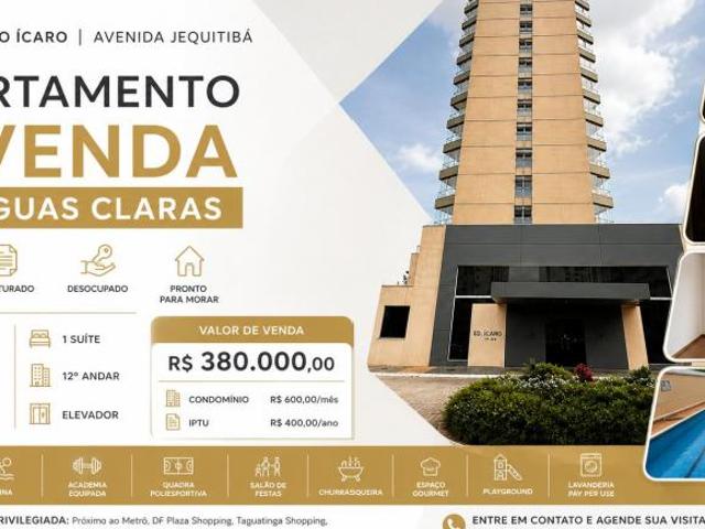 Apartamento 1 Suíte à Venda em Águas Claras, Edifício Ícaro, Andar Alto, Garagem e Lazer Completo