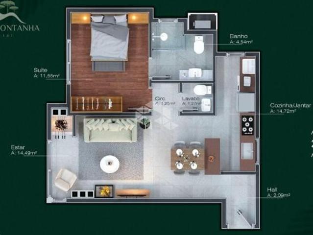 Apartamento 1 suíte, 1 vaga, a 400m da Rua Coberta em Gramado