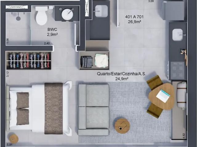 Apartamento 1Dormitório para venda em Florianópolis SC