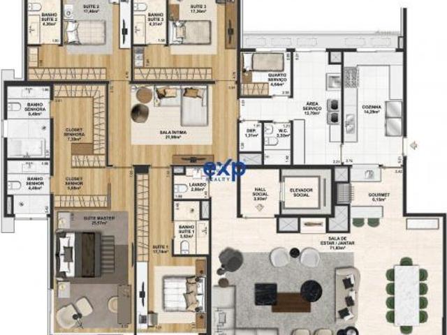 Apartamento 299m2, 4 quartos, 4 suítes, vista espetacular para o Guaíba, no bairro Cristal