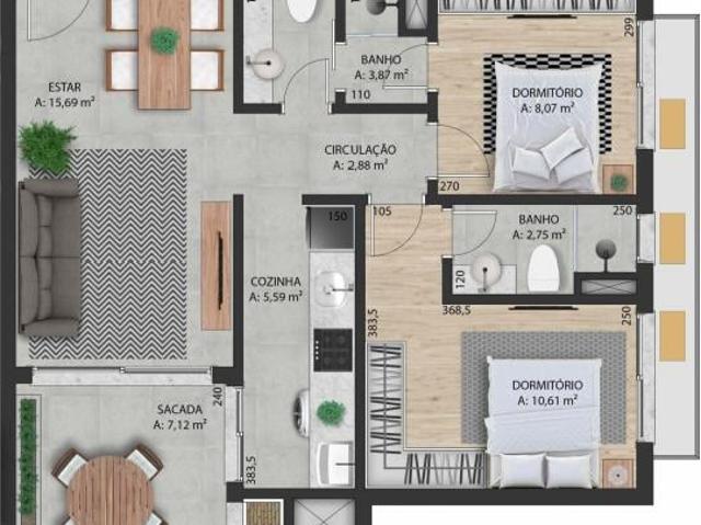 APARTAMENTO 2 DOMR. EM CAMOBI