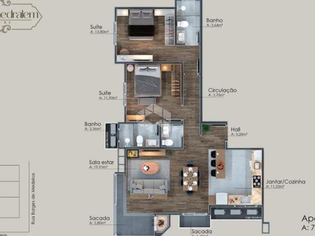 Apartamento 2 dormitório, 80,36m², 1 vaga, no Centro de Canela, a uma quadra da Catedral