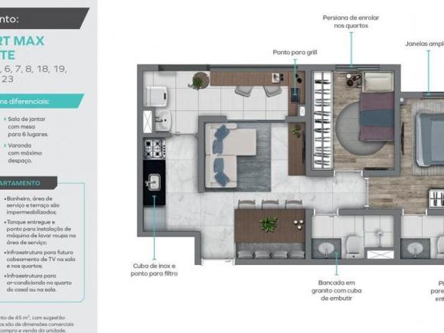 Apartamento 2 Dormitórios c/ Suíte Alto Boa Vista