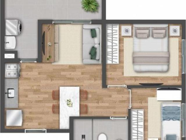 Apartamento 2 Dormitórios c/ Terraço Bairro Veleiros