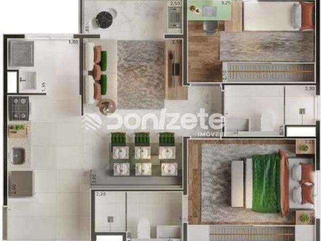 Apartamento 2 dormitórios com suíte e 1 vaga em Santo André Santa Terezinha – Lazer completo