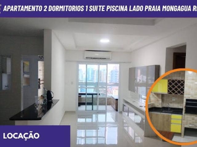 APARTAMENTO 2 DORMITORIOS 1 SUITE PISCINA LADO PRAIA LOCACAO MONGAGUA