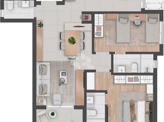 Apartamento 2 dormitórios, 79,16m² privativos, 1 vaga de garagem, no Bairro Floresta, em Gramado