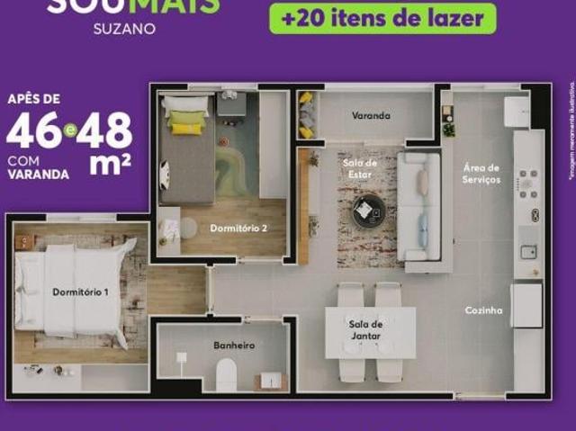 Apartamento 2 dorms mais varanda, em Suzano SP