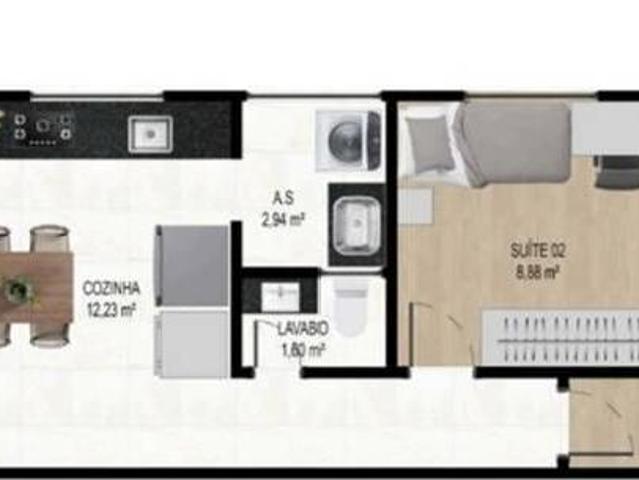 Apartamento 2 Quartos, 2 Suites, 1 Vaga