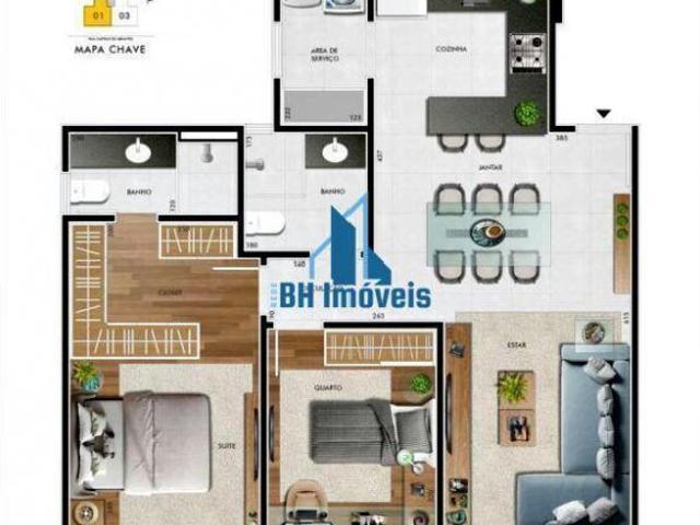 Apartamento 2 quartos e 2 vagas no Bairro Castelo Belo Horizonte/MG