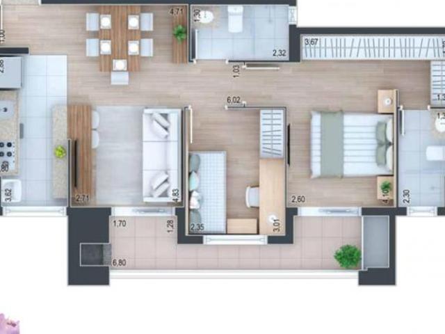Apartamento 2 quartos sendo 1 suíte Sacada e Churrasqueira Portão, Água Verde