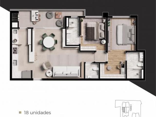 Apartamento 2 Quartos Suítes 2 Vagas Garagem