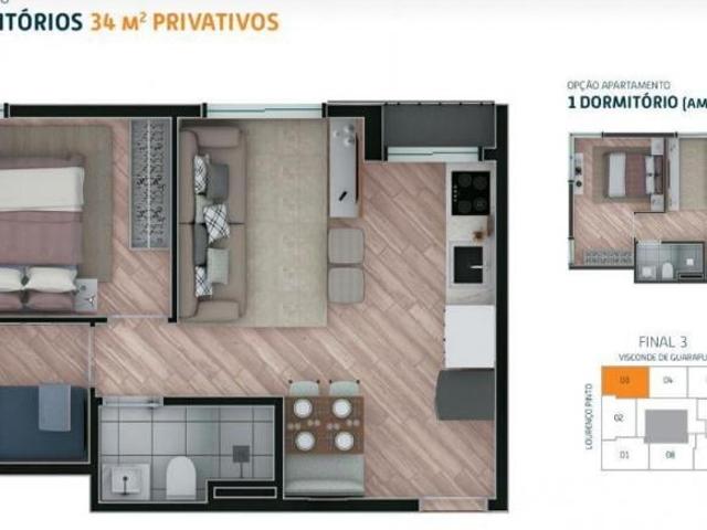 Apartamento 2 quartos, Rebouças, Centro, Curitiba