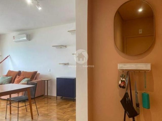 APARTAMENTO 2 QUARTOS REFORMADO NO BOQUEIRAO COM VISTA MAR SANTOS