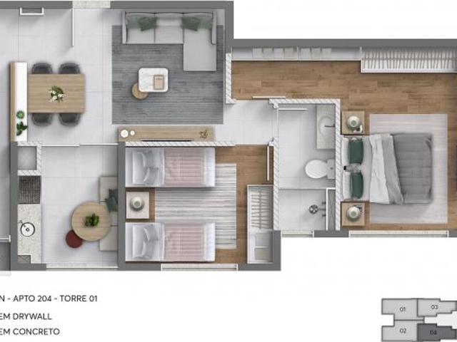 Apartamento 2 quartos varanda e vaga frente ao parque Bacacheri Sensia Horizon