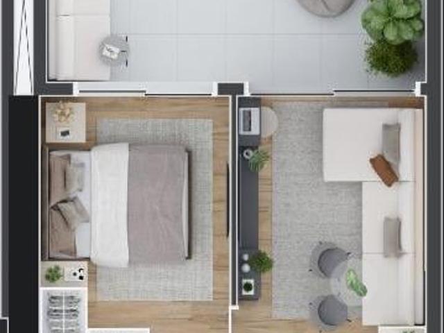 APARTAMENTO 37,90M² 1 QUARTO SENDO SUÍTE SALA COZINHA SACADA