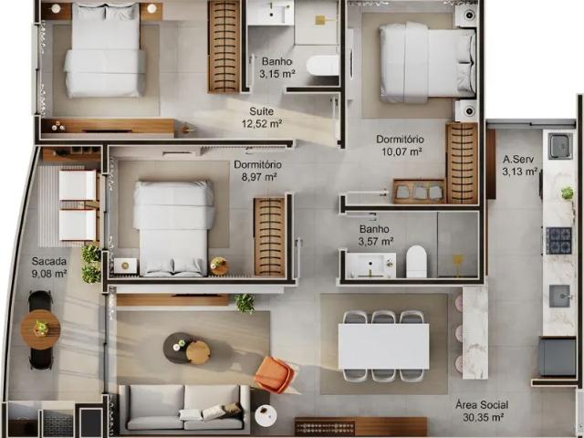 Apartamento 3 Dormitórios para venda em Florianópolis SC