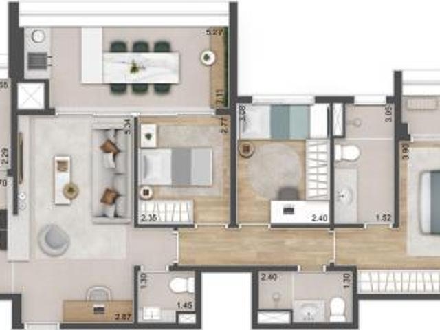 Apartamento 3 Dormitórios c/ Suíte Chácara Santo Antônio