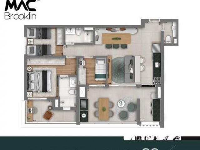 Apartamento 3 Dormitórios c/ Suíte Brooklin