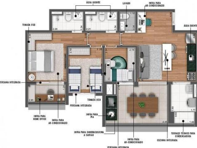 Apartamento 3 Dormitórios c/ Suíte + Terraço e 2 vagas Jardim Marajoara