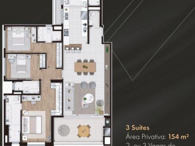 APARTAMENTO 3 DORMITÓRIOS, 03 SUITE, 03 VAGAS DE GARAGEM. BAIRRO CHAMPAGNAT