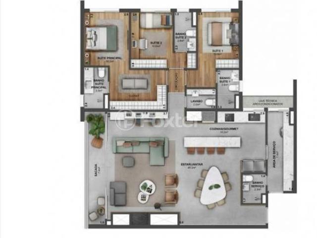 Apartamento, 3 dormitórios, 151.56 m², em Menino Deus