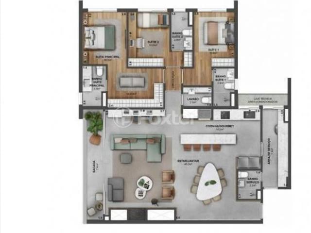 Apartamento, 3 dormitórios, 151.56 m², em Menino Deus