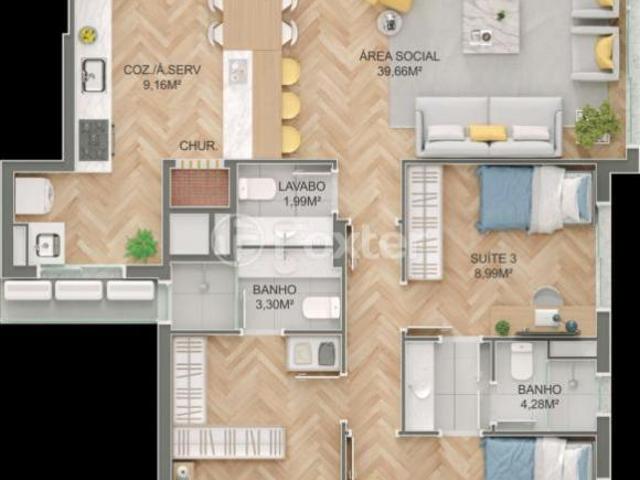 Apartamento, 3 dormitórios, 114 m², em Tristeza