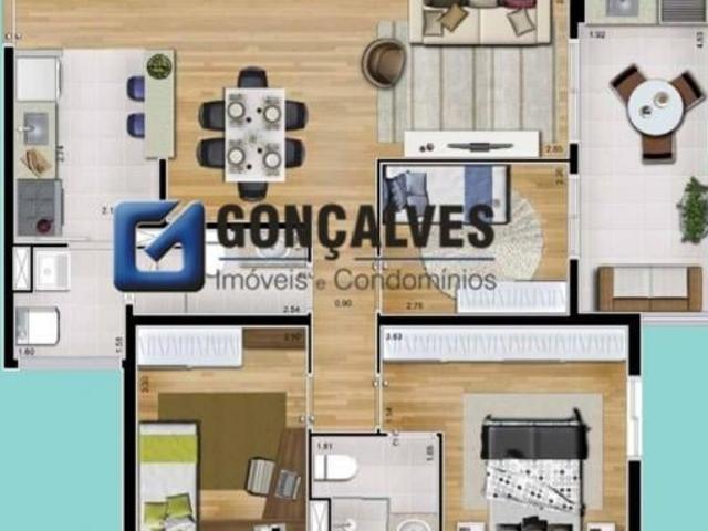Apartamento 3 Dormitórios 2 Suítes – Frente, 83,93m², 2 Vagas, Centro SBC
